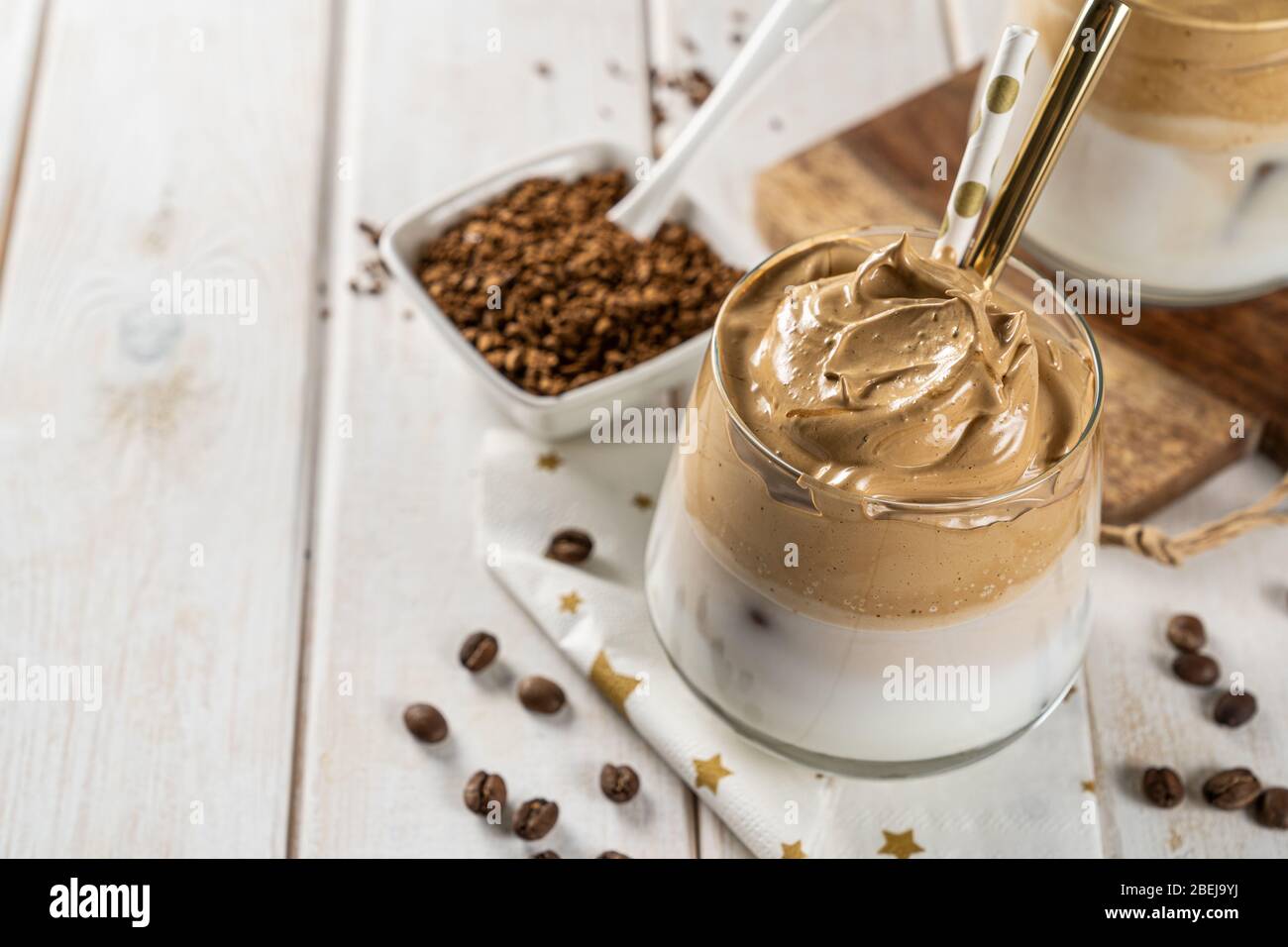 Coffee trend - dalgona coffee, whipped instant coffee Stock Photo - Alamy