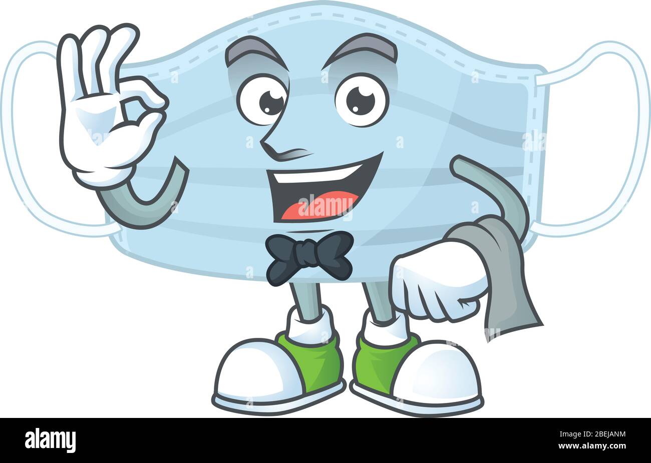 A surgery mask waiter cartoon character ready to serve Stock Vector ...