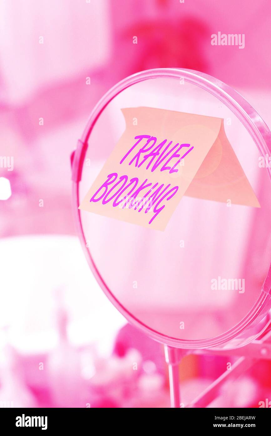 Text sign showing Travel Booking. Business photo showcasing arrangement ...