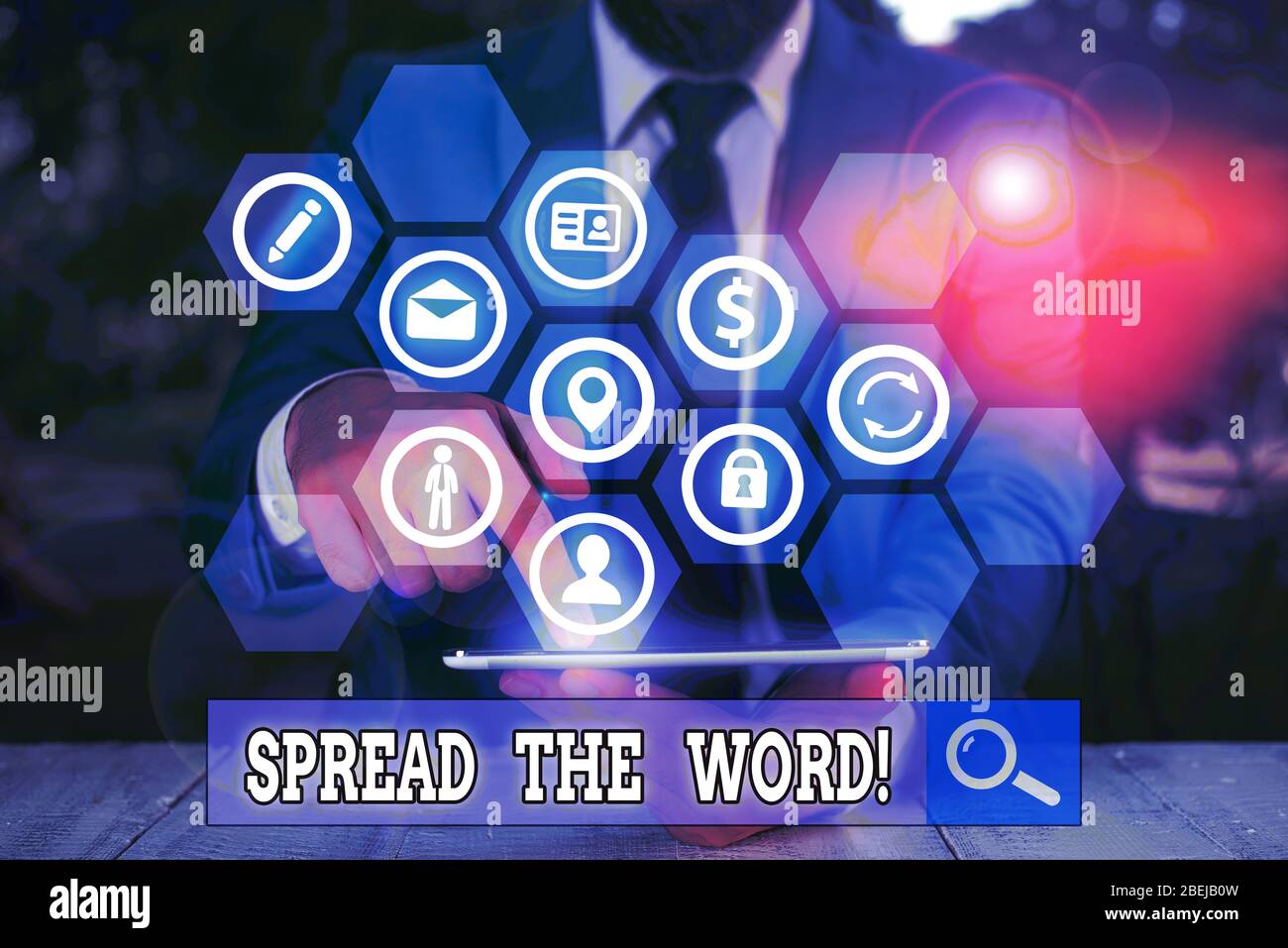 Writing note showing Spread The Word. Business concept for share the ...