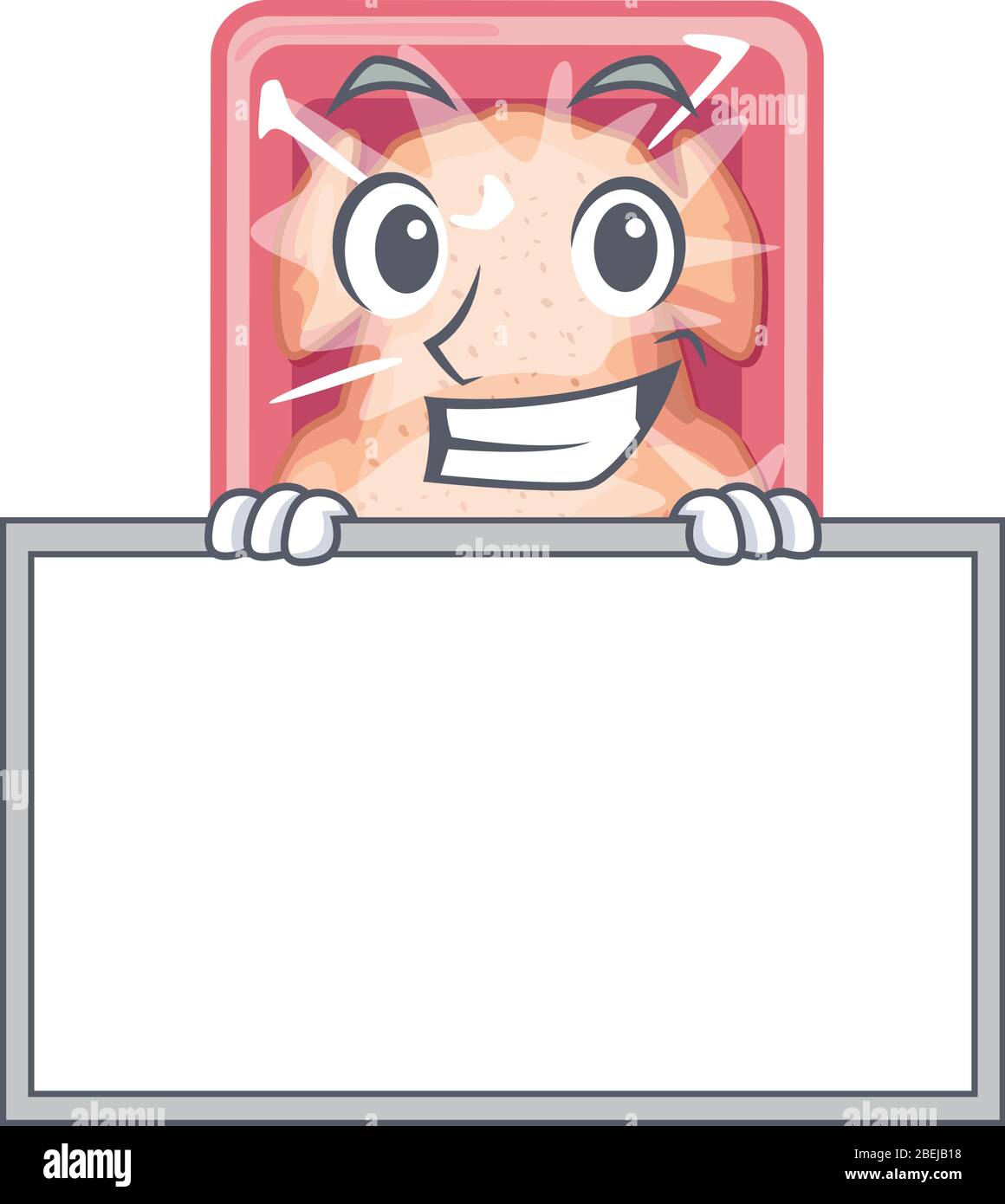 Smiling frozen chicken cartoon design style has a board Stock Vector ...