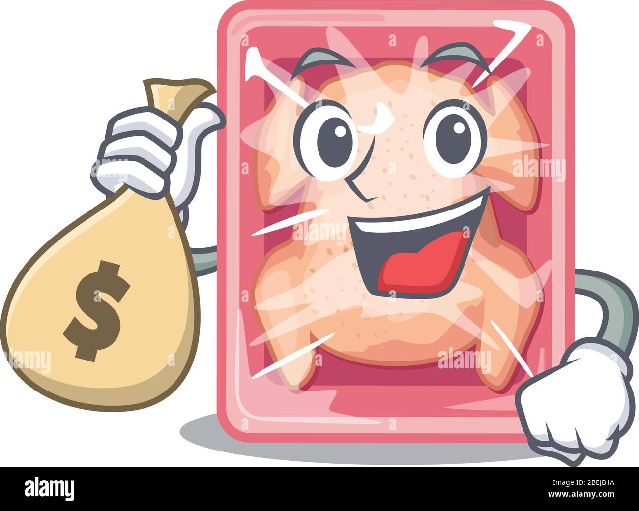 Rich frozen chicken cartoon design holds money bags Stock Vector Image ...