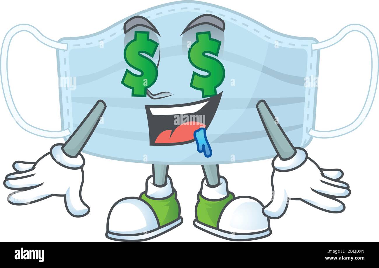 mascot character style of rich surgery mask with money eyes Stock ...