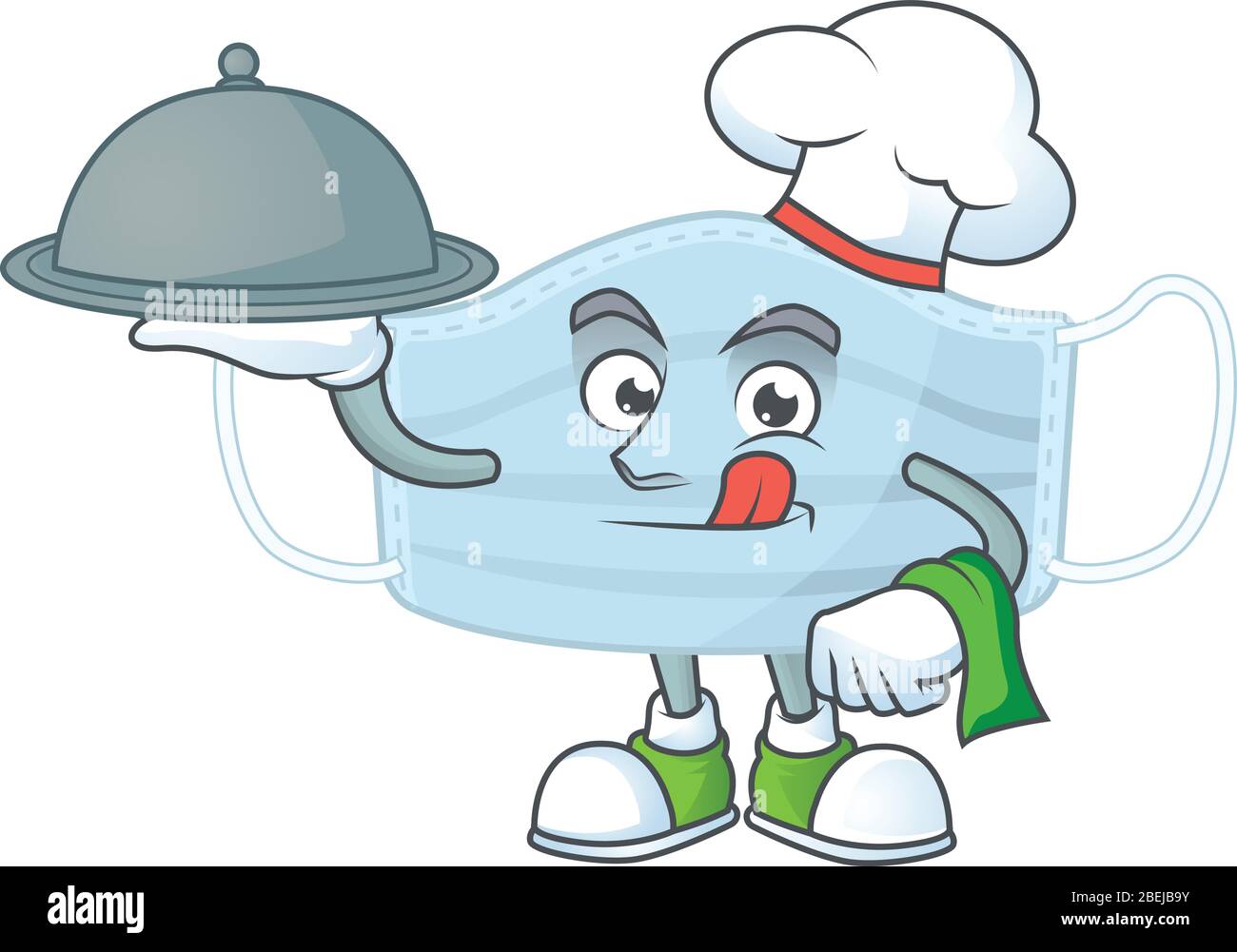 A surgery mask chef cartoon design with hat and tray Stock Vector Image ...