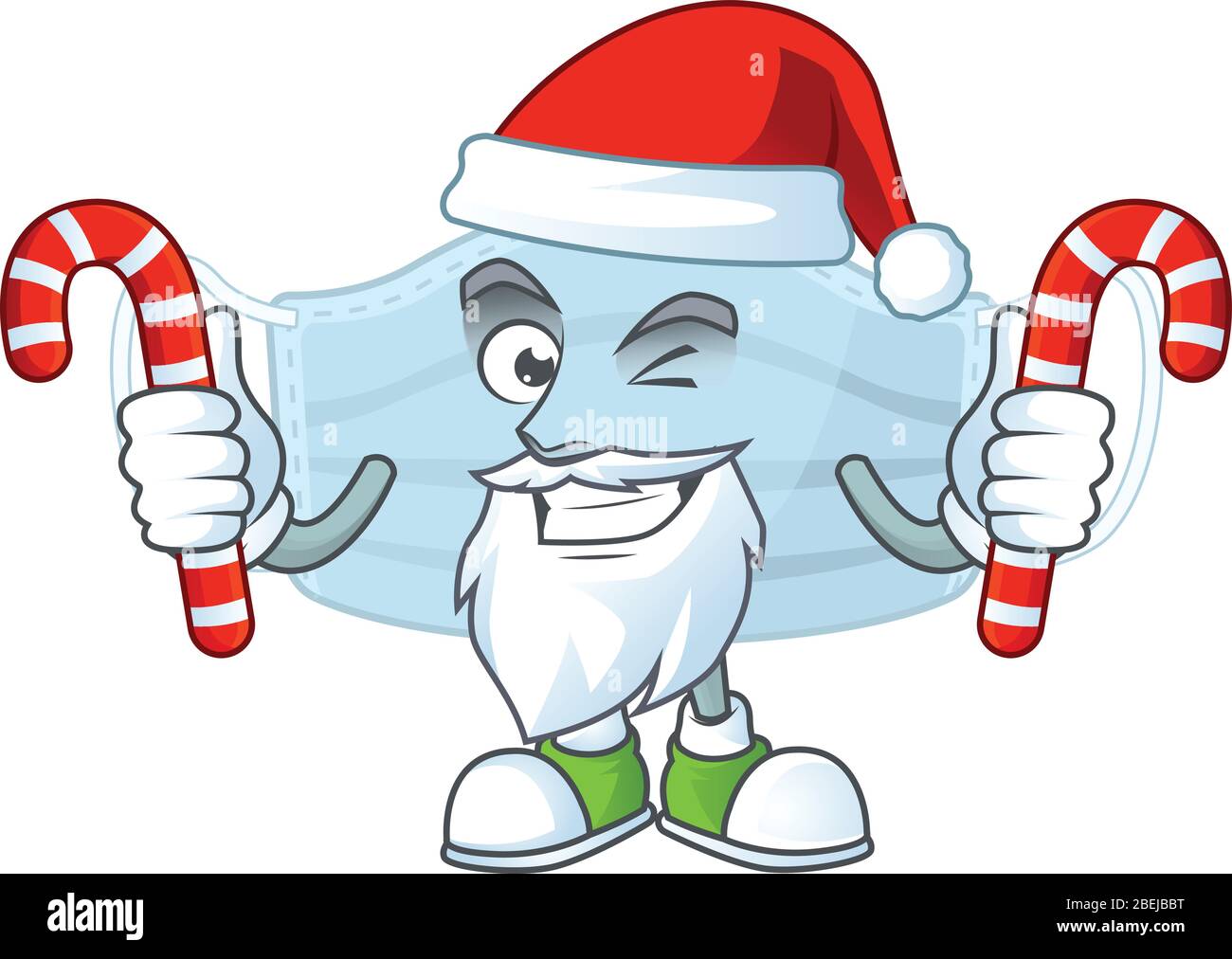 Surgery mask humble Santa Cartoon character having candies Stock Vector ...