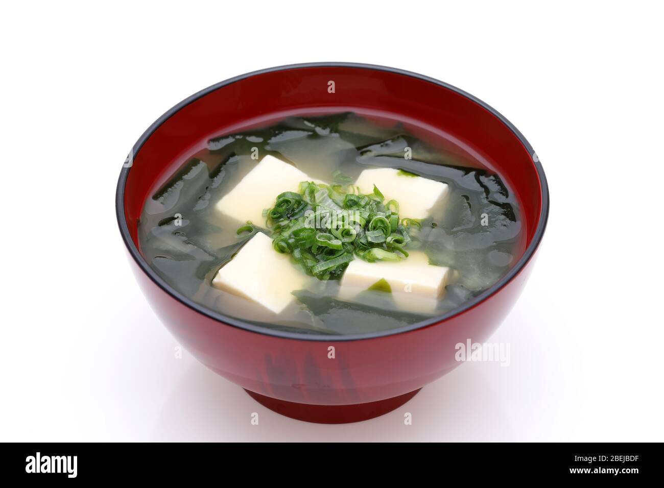 Japanese food, Miso soup of tofu and seaweed wakame in a bowl Stock Photo - Alamy