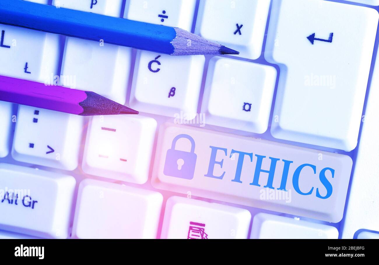 Word writing text Ethics. Business photo showcasing the moral ...