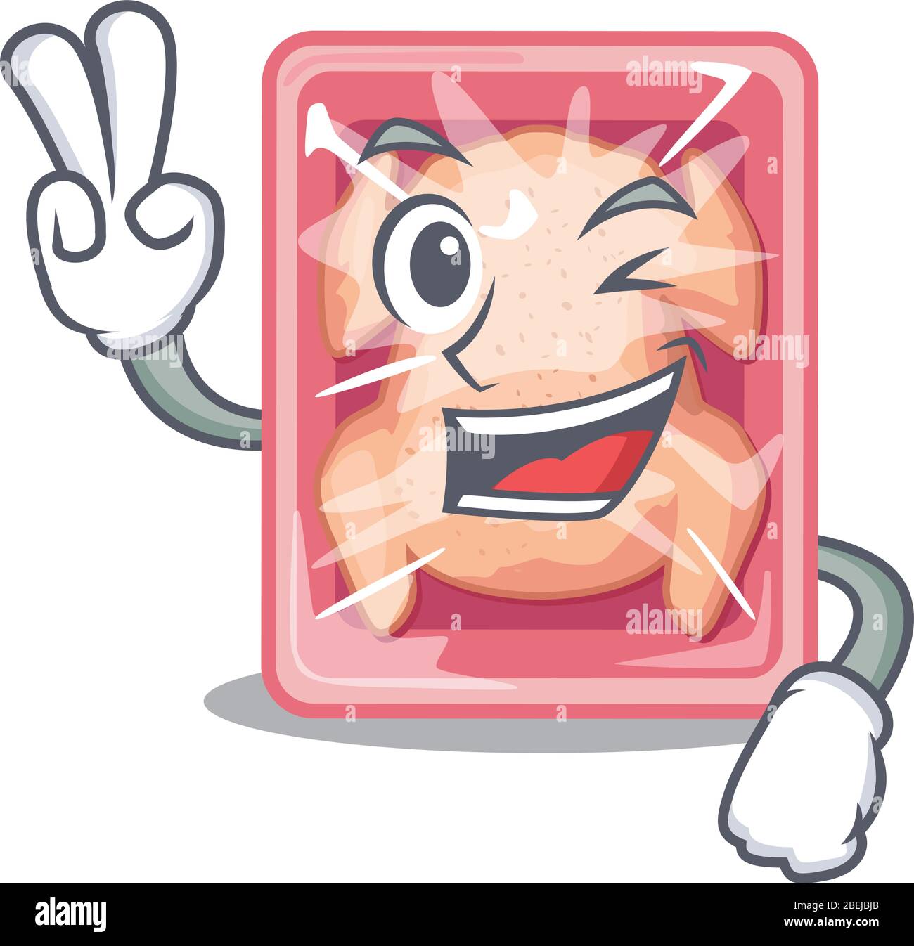 Happy frozen chicken cartoon design concept with two fingers Stock ...
