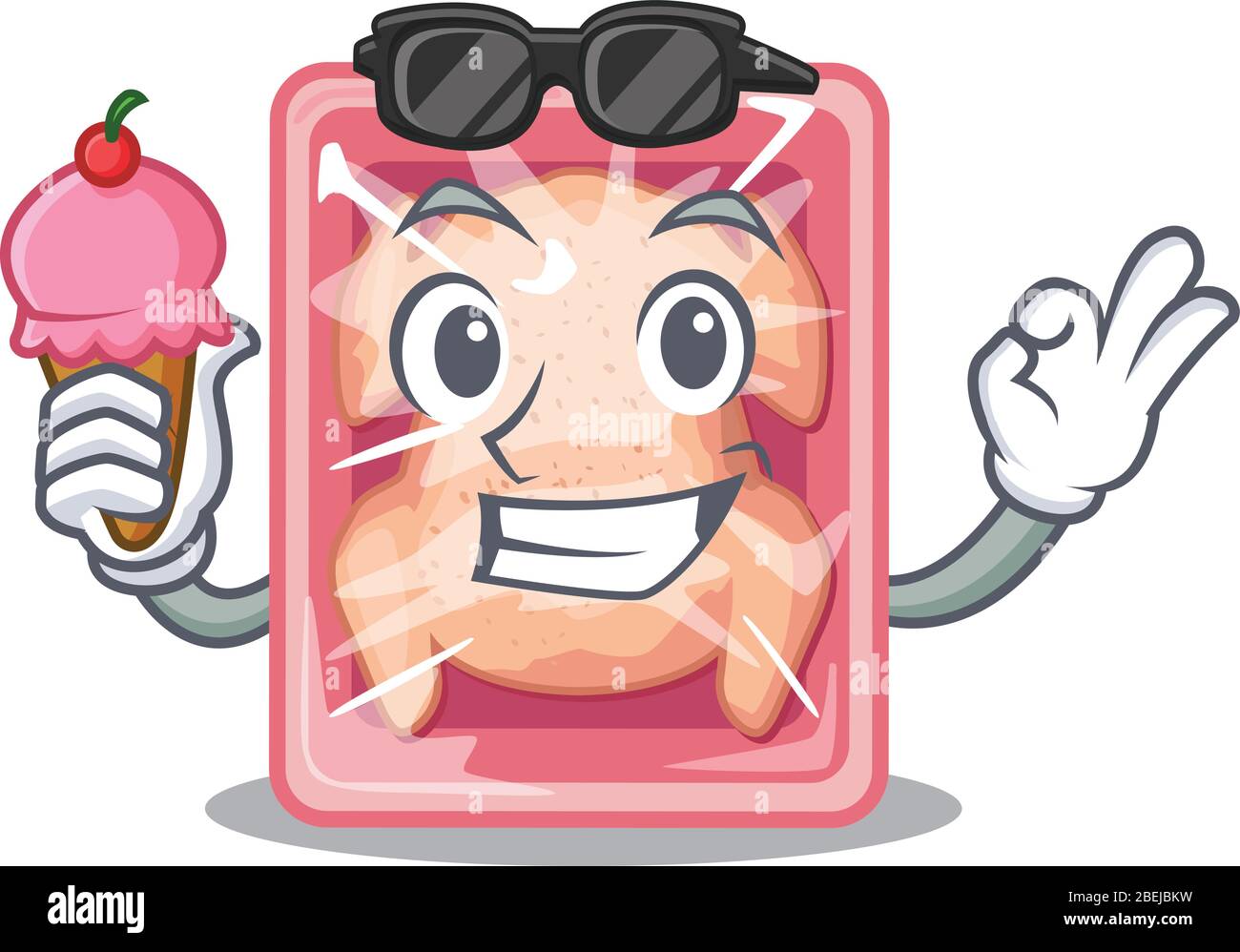Cartoon design concept of frozen chicken having an ice cream Stock ...