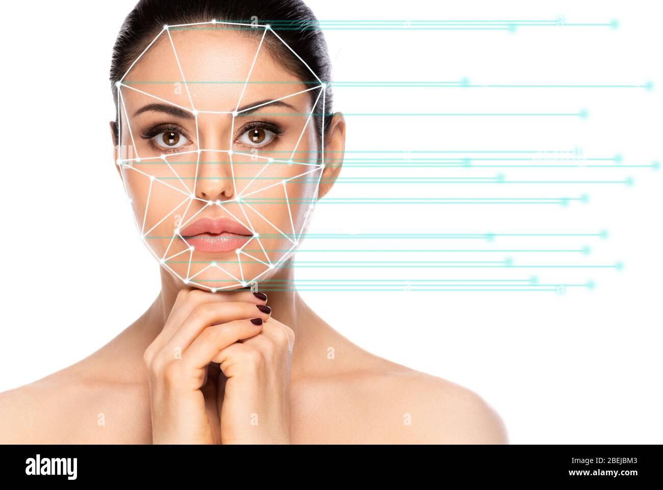 Biometric authentication concept. Facial recognition system of ...