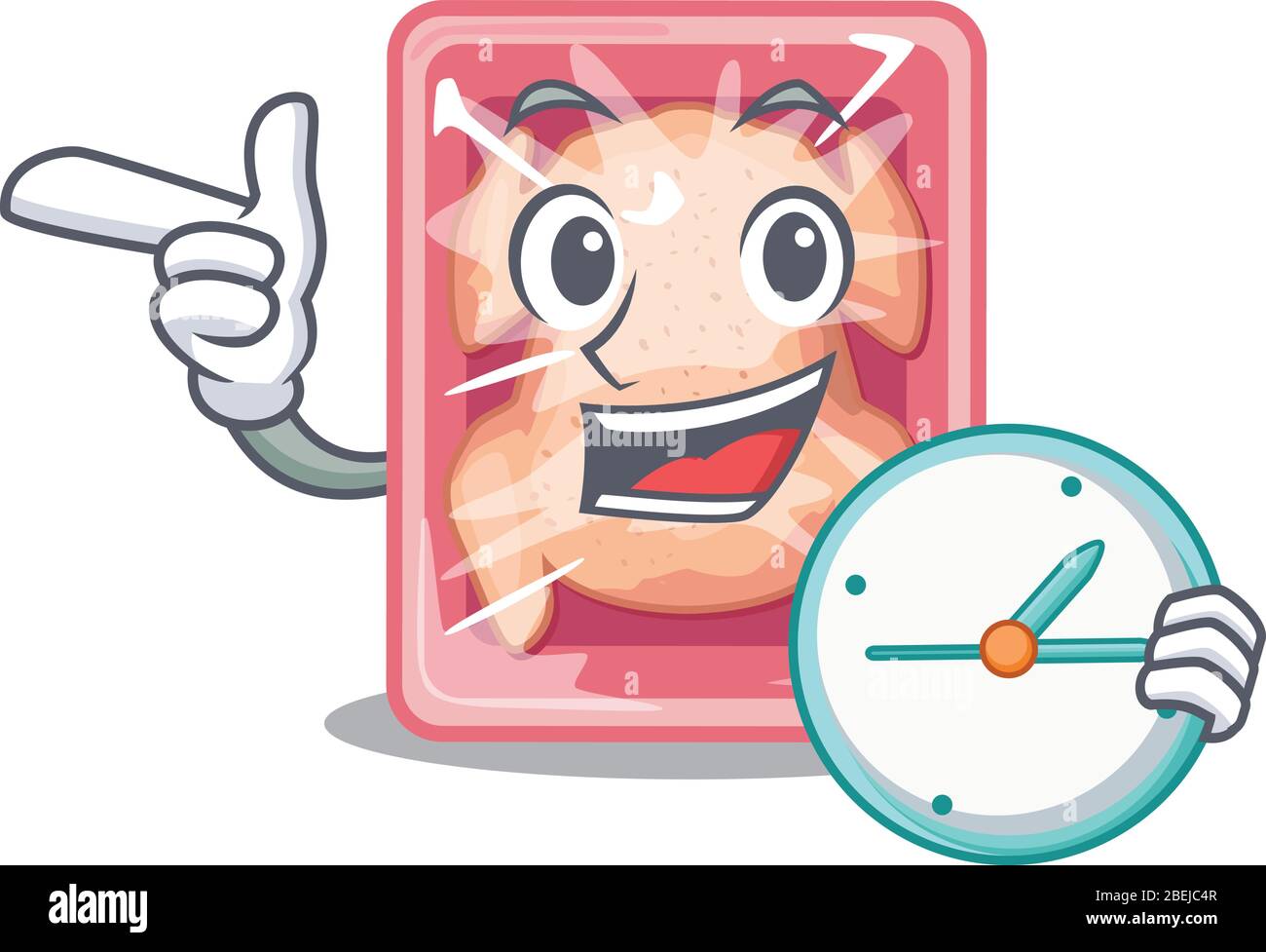Frozen chicken mascot design concept smiling with clock Stock Vector ...