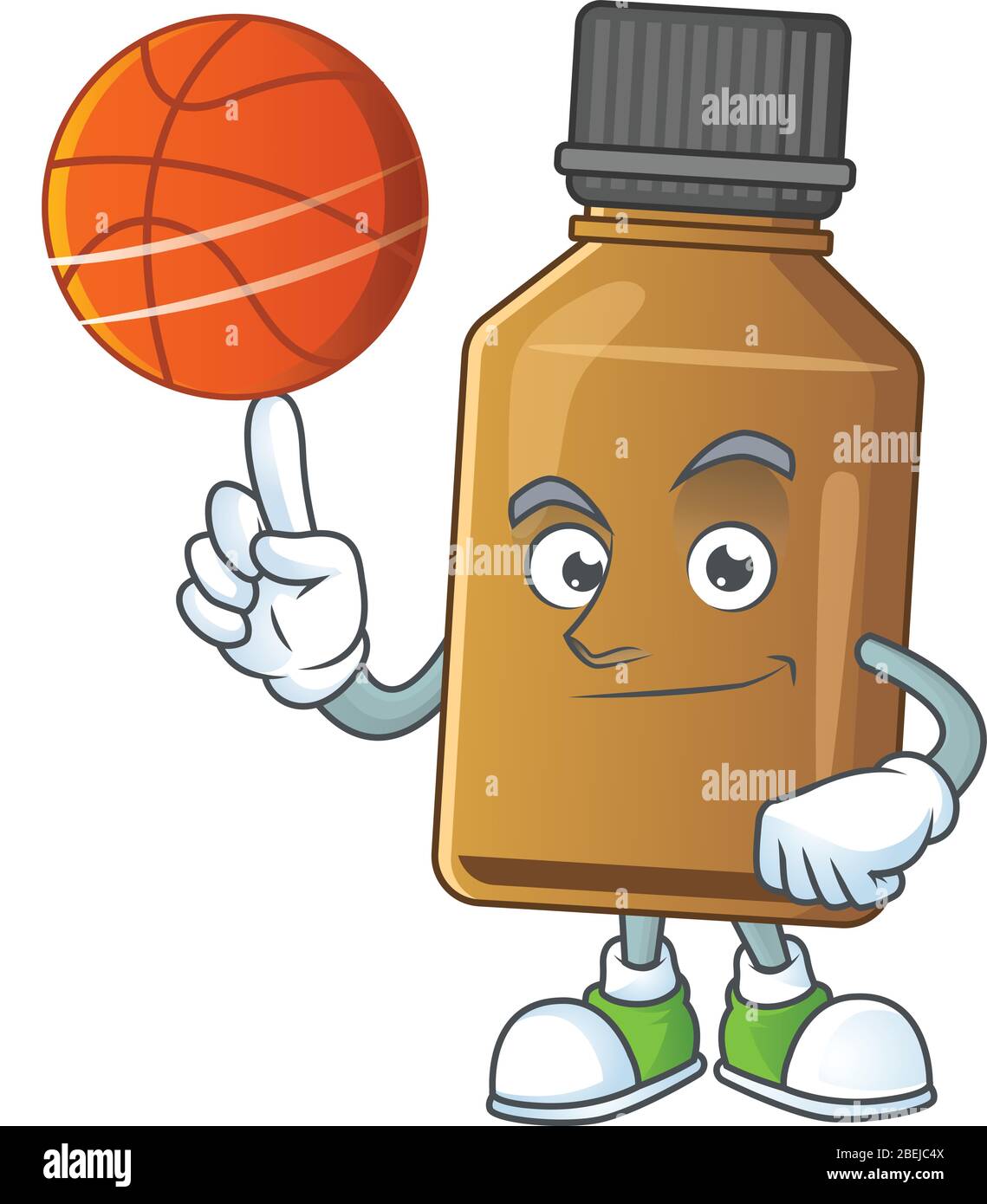 An athletic syrup cure bottle cartoon design style playing basketball ...
