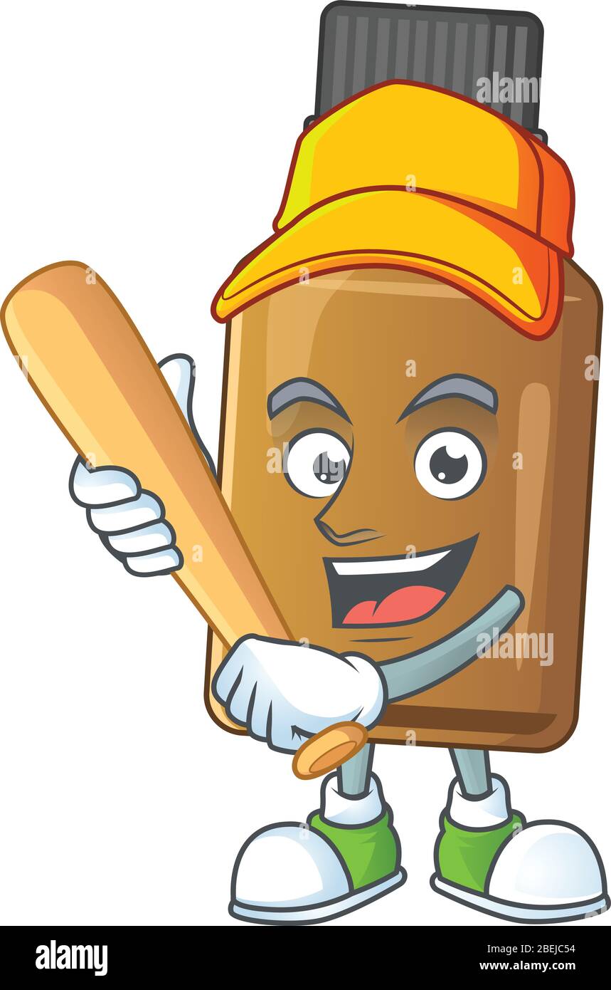 Syrup cure bottle cartoon design concept of hold baseball stick Stock ...