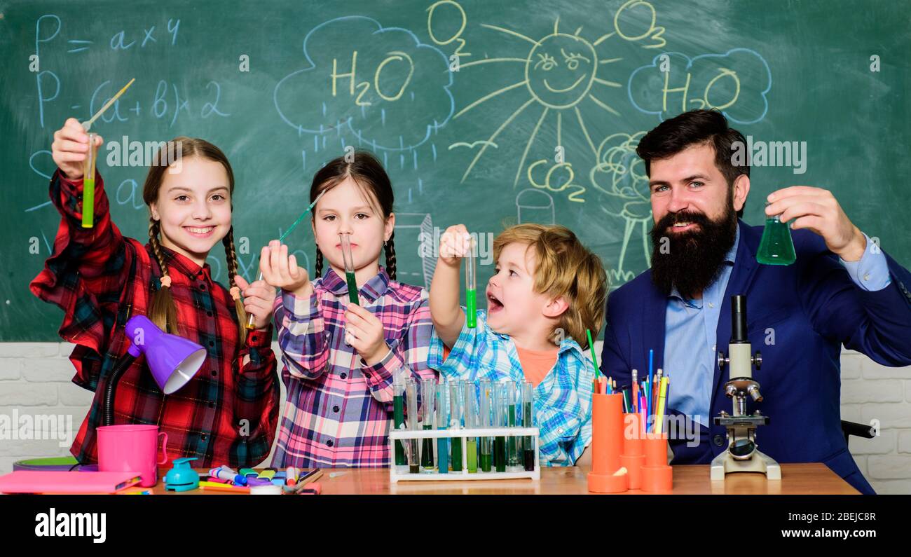 Lovely day in the laboratory. making experiment in lab or chemical ...