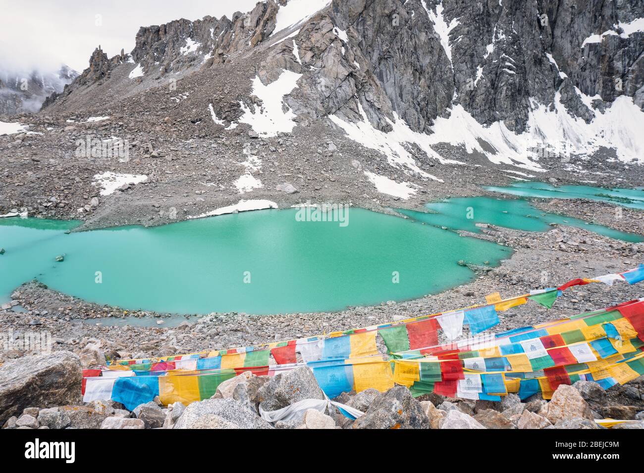 The Gauri Kund mountain lake during the ritual kora (yatra) around ...