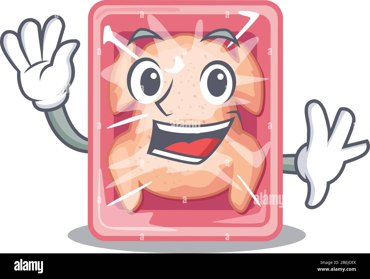 A charismatic frozen chicken mascot design style smiling and waving ...