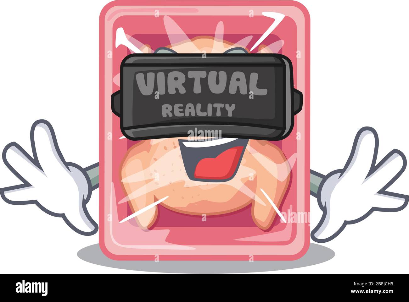 Cartoon design style of frozen chicken with modern Virtual Reality ...