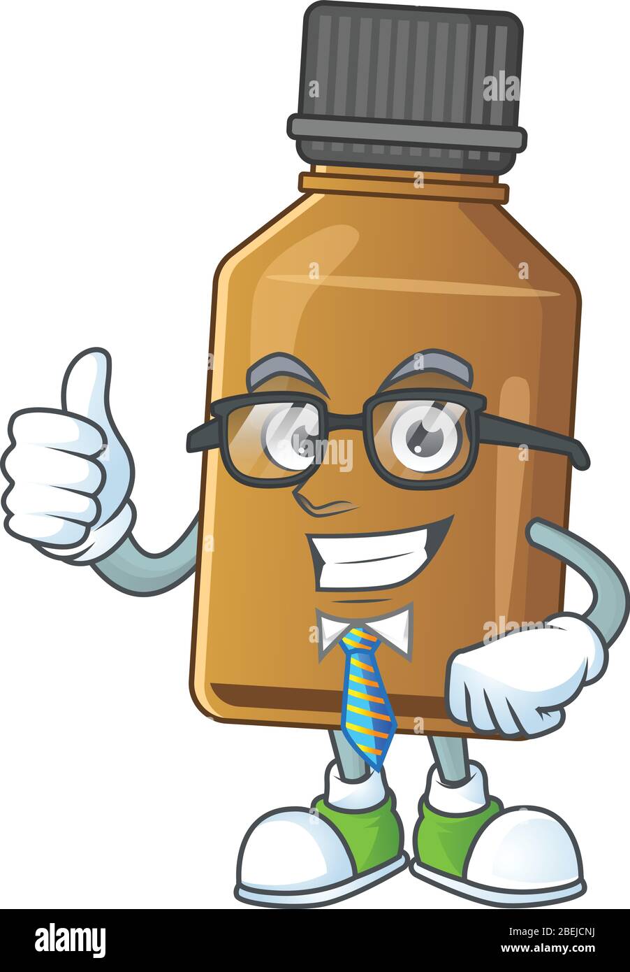 Cartoon character design of syrup cure bottle successful businessman ...