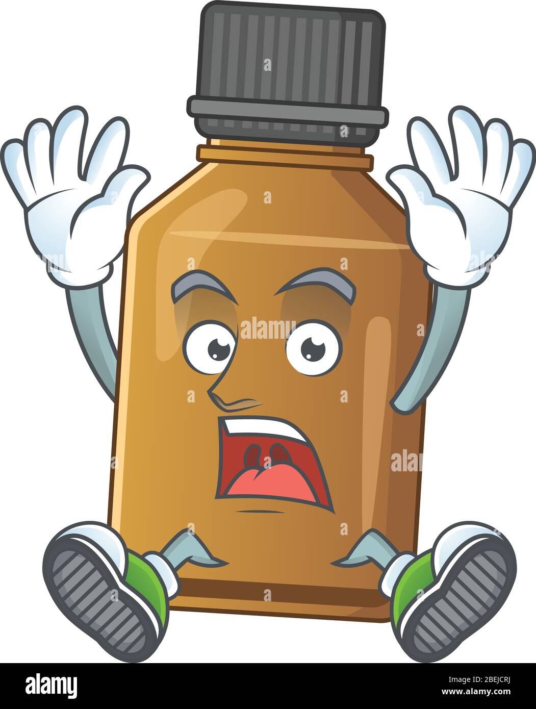Syrup cure bottle cartoon character design showing shocking gesture ...
