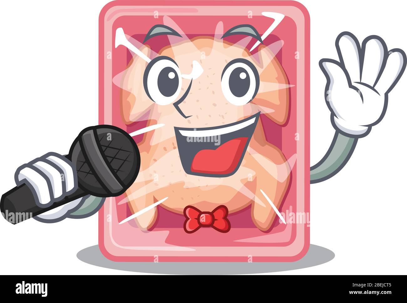 Talented singer of frozen chicken cartoon character holding a ...