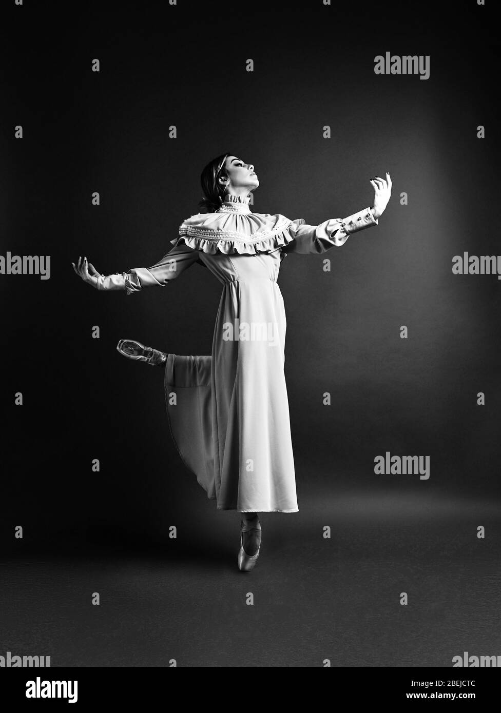 Ballet dancer or classic ballerina dancing isolated on white studio ...