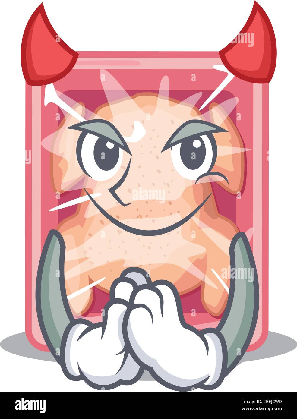 frozen chicken dressed as devil cartoon character design style Stock ...