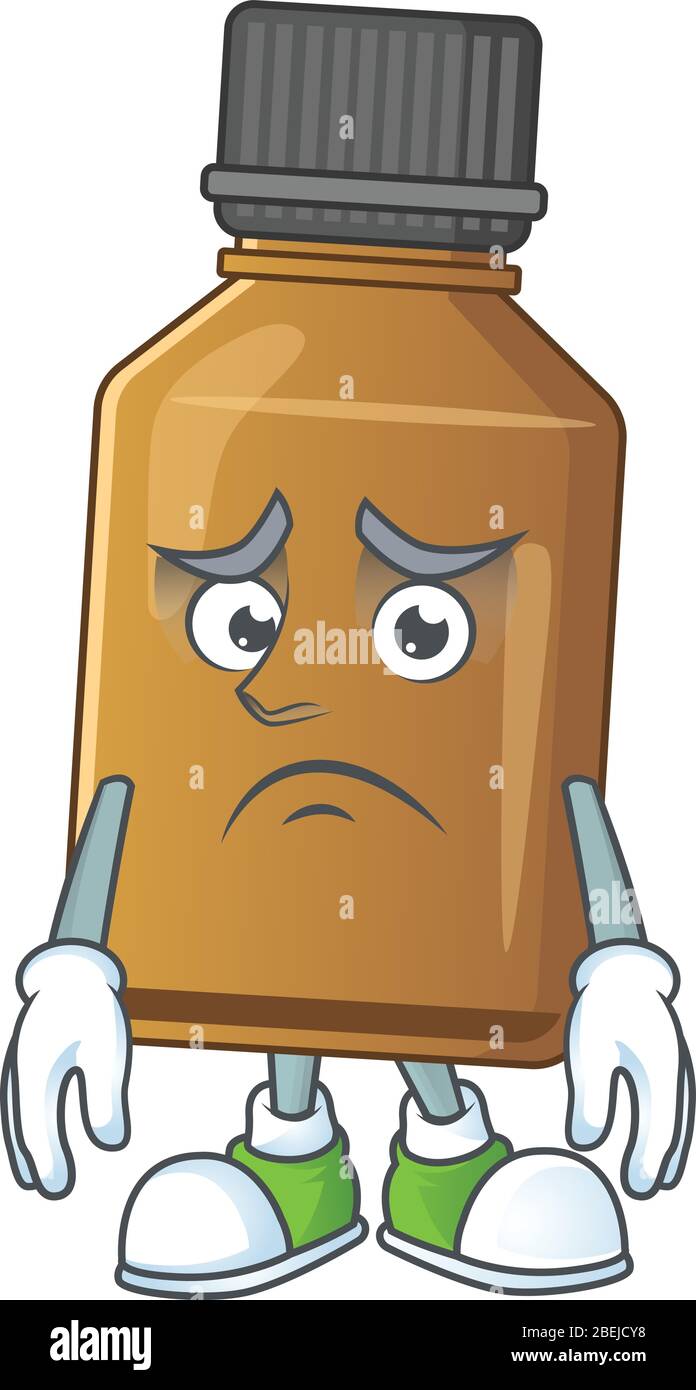 Cartoon picture of syrup cure bottle with worried face Stock Vector ...