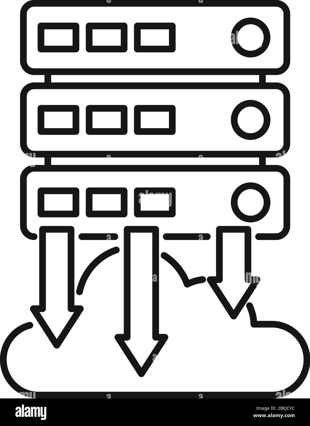 Server data download icon. Outline server data download vector icon for ...
