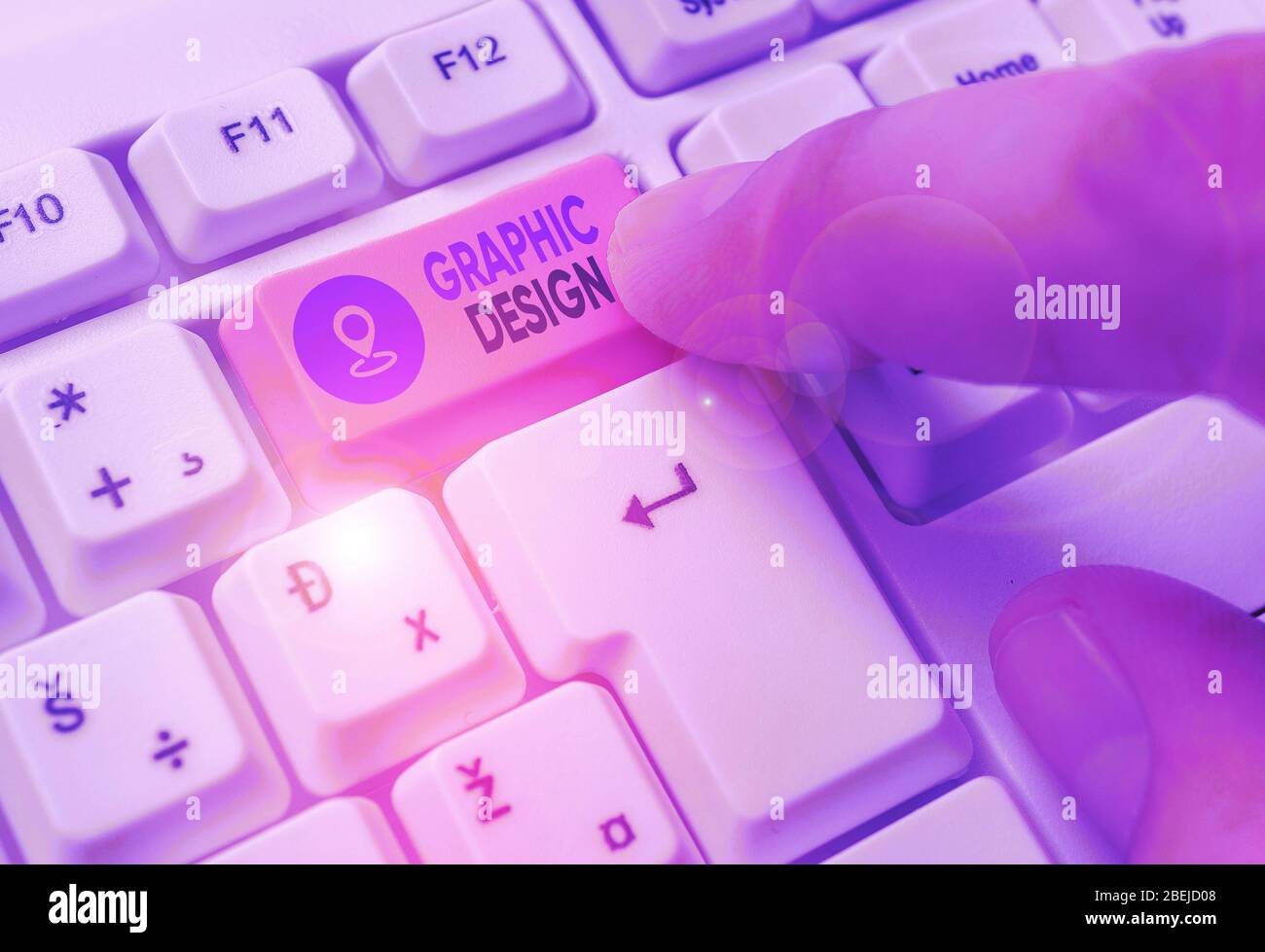 Conceptual hand writing showing Graphic Design. Concept meaning the art of combining text and ...