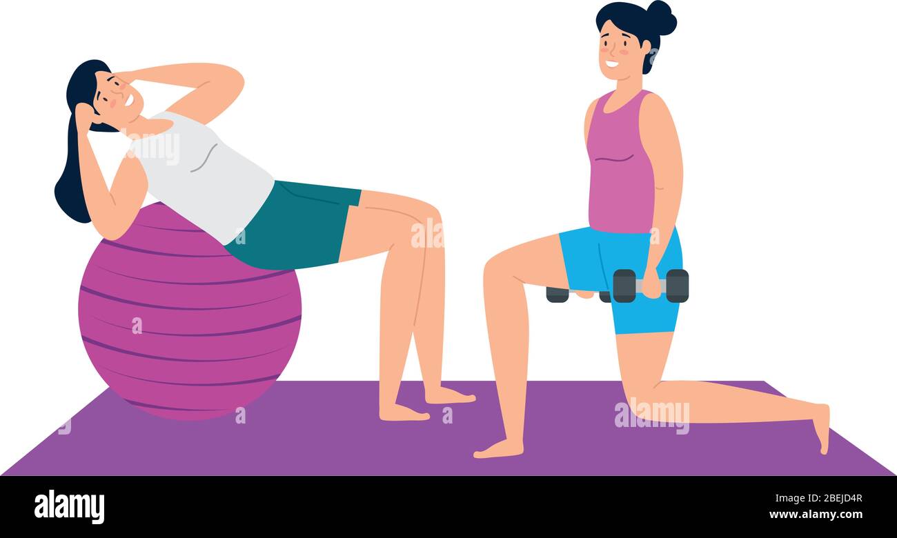 women practicing exercise isolated icon Stock Vector Image & Art - Alamy
