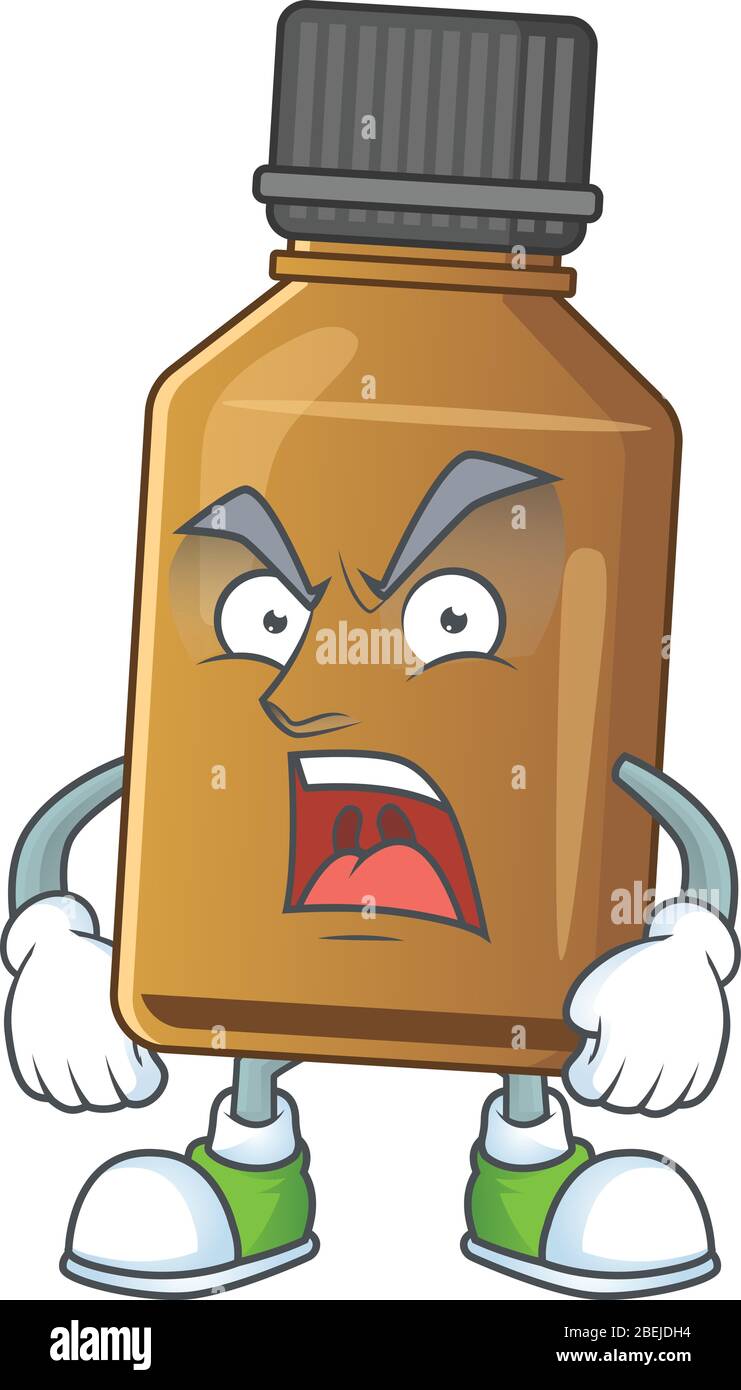 Syrup cure bottle cartoon character design with mad face Stock Vector ...