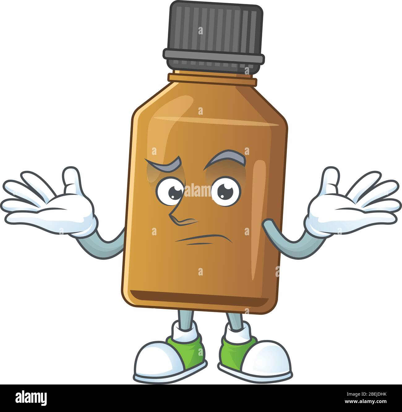 An image of syrup cure bottle in grinning mascot cartoon style Stock ...