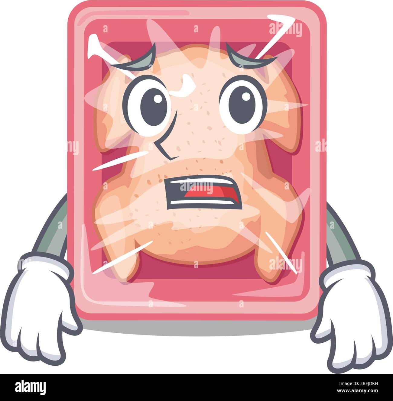 Cartoon design style of frozen chicken showing worried face Stock ...