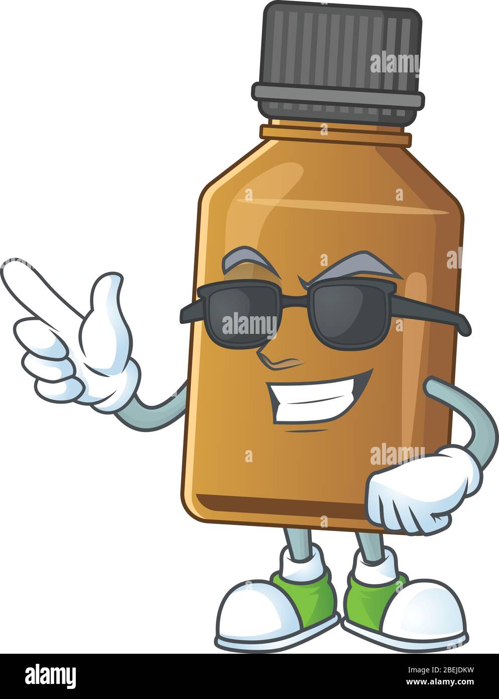 Super cute syrup cure bottle cartoon character wearing black glasses ...