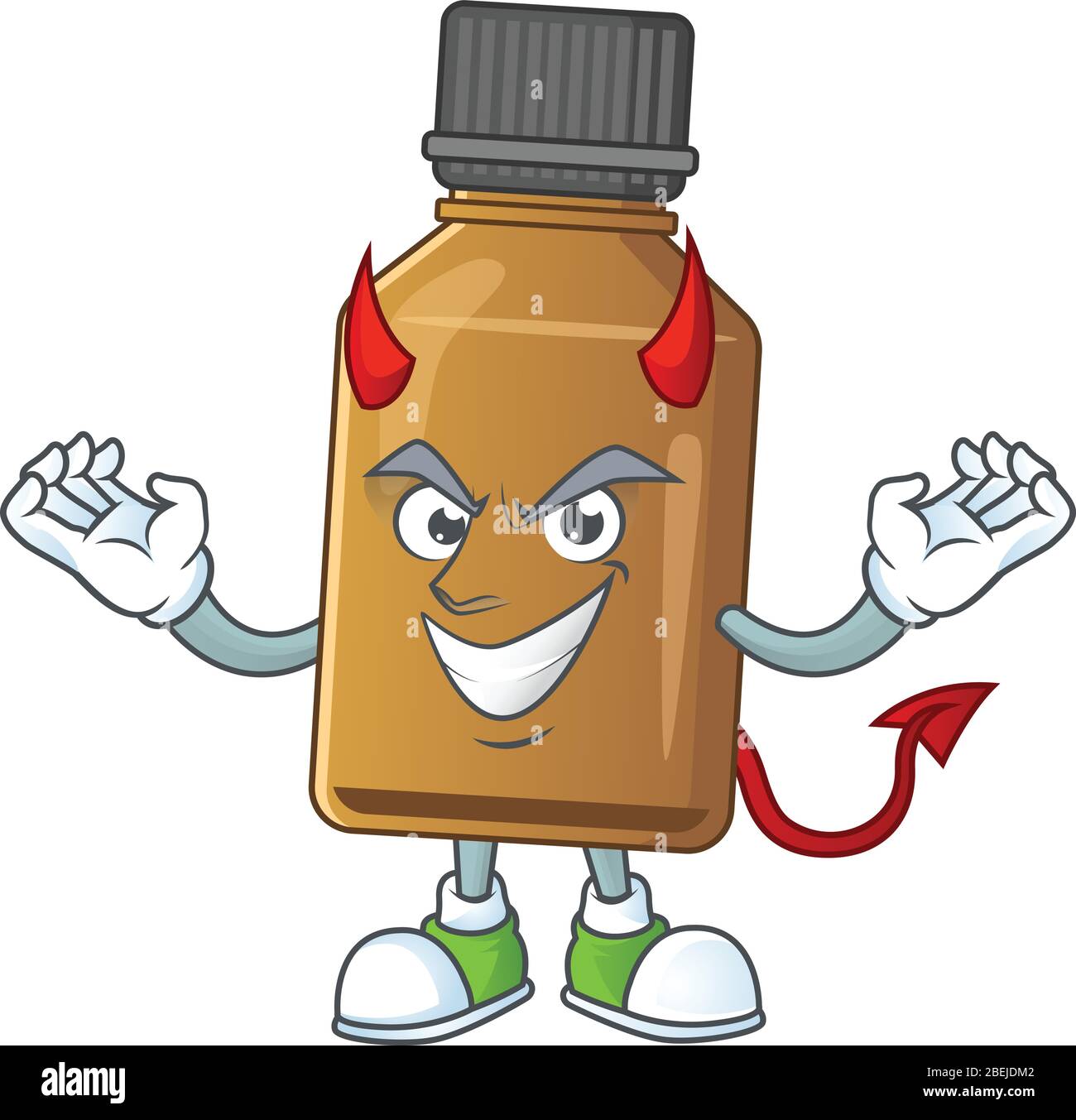 A picture of devil syrup cure bottle cartoon character design Stock ...