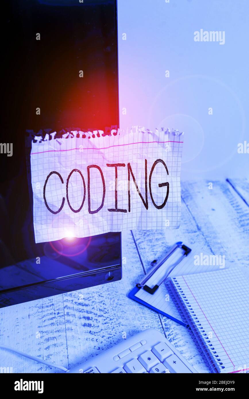 Handwriting text Coding. Conceptual photo assigning code to something ...