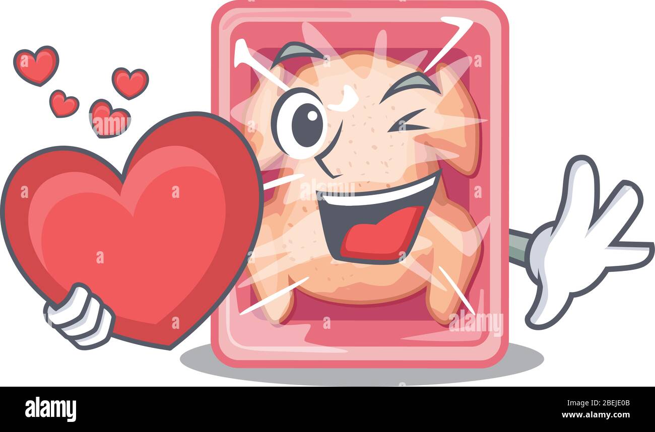 A sweet frozen chicken cartoon character style with a heart Stock ...