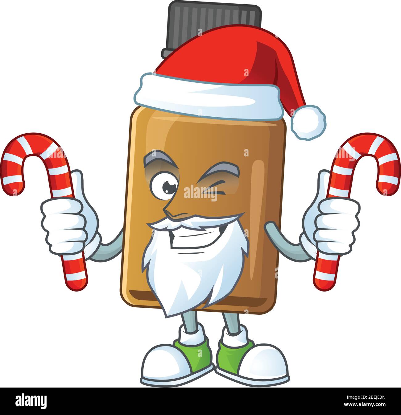 Syrup cure bottle humble Santa Cartoon character having candies Stock ...
