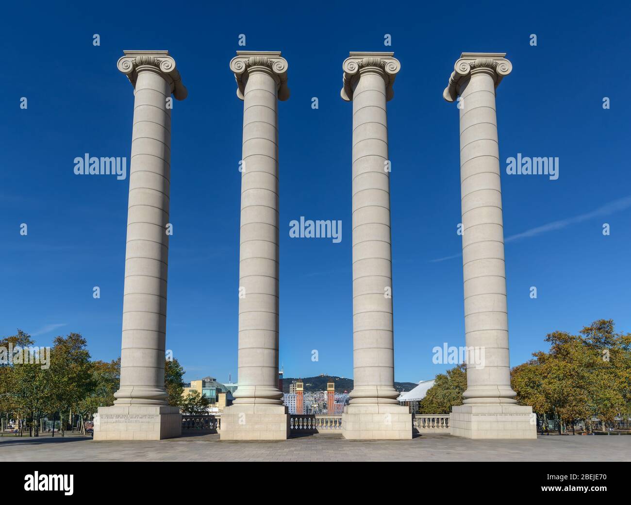 Beautiful Four white columns near the Royal Palace against the backdrop ...