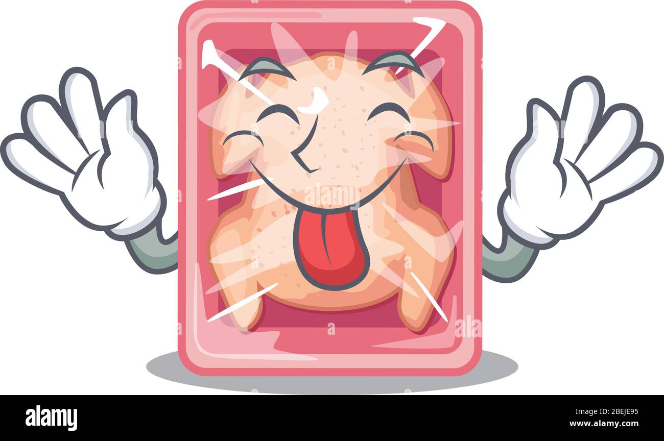 An amusing face frozen chicken cartoon design with tongue out Stock ...