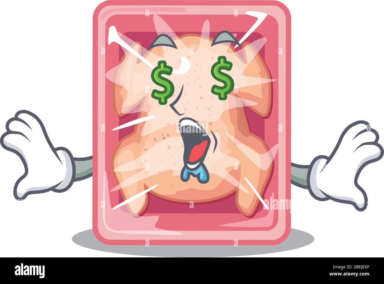 Rich cartoon character design of frozen chicken with money eyes Stock ...