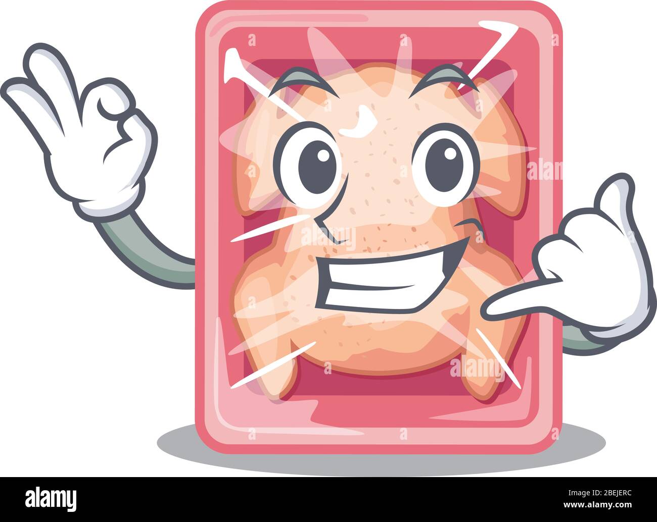 Cartoon design of frozen chicken with call me funny gesture Stock ...