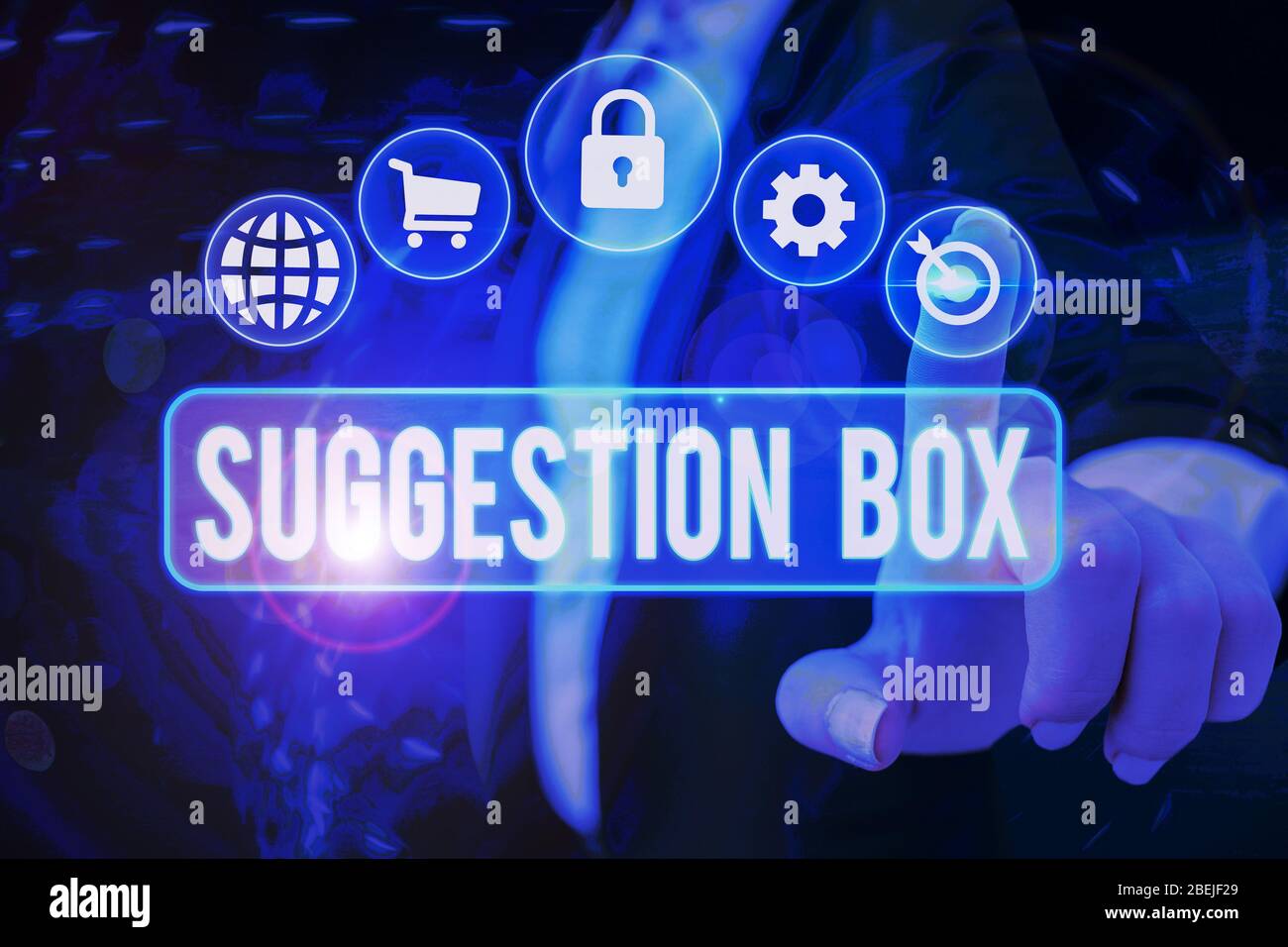 Text sign showing Suggestion Box. Business photo showcasing container ...