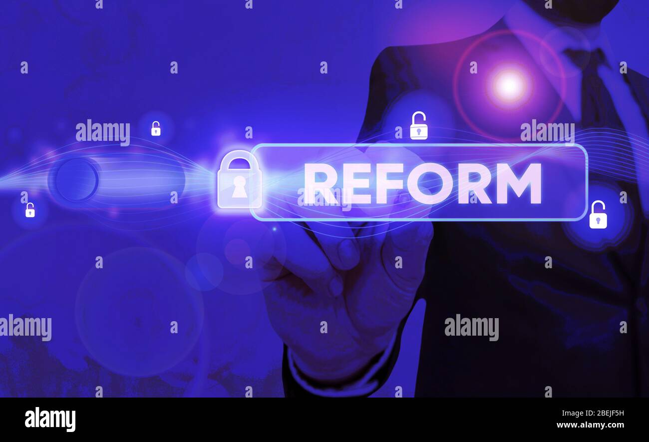 Conceptual hand writing showing Reform. Concept meaning to amend or ...