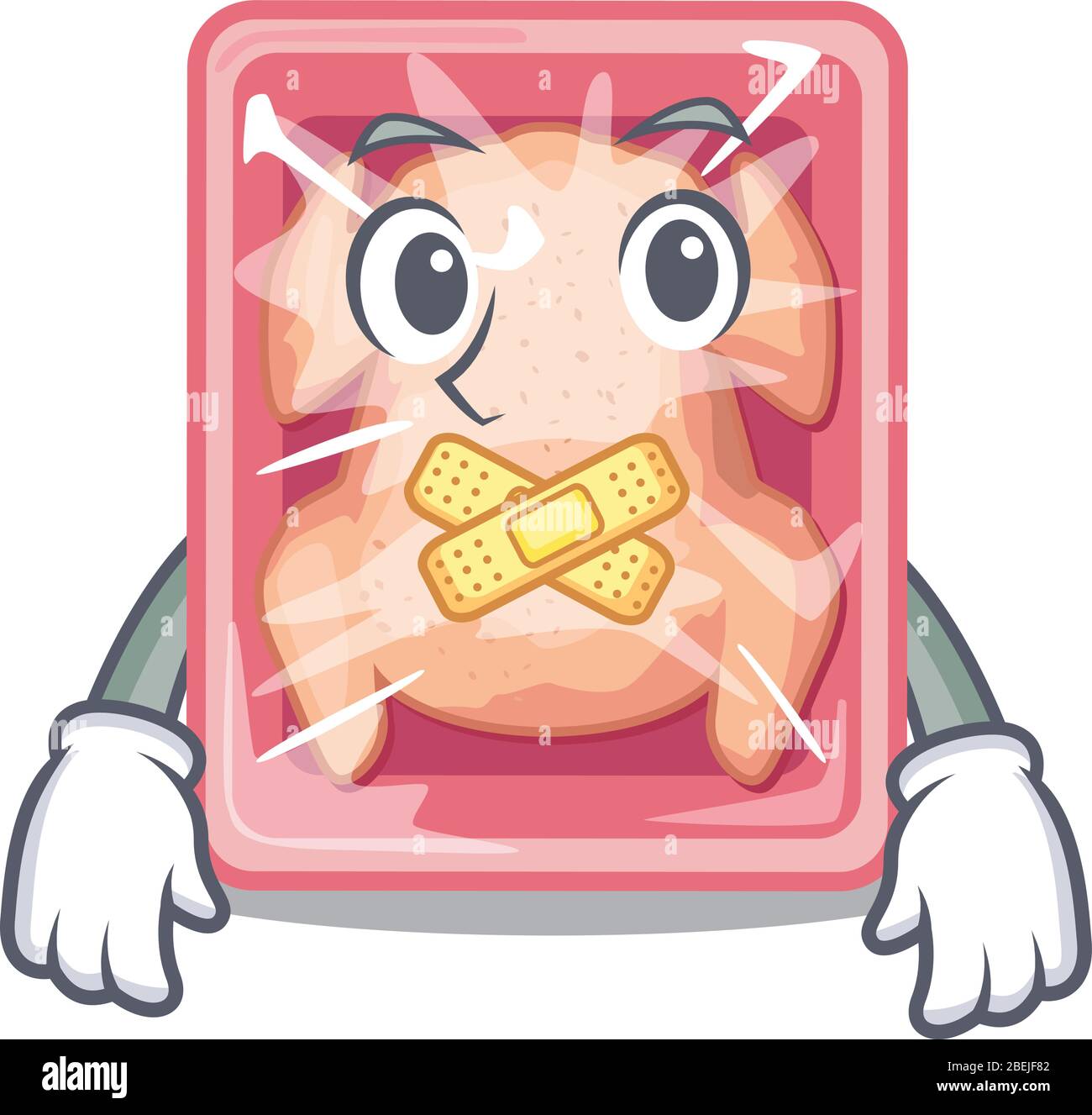 Frozen chicken cartoon character style with mysterious silent gesture ...