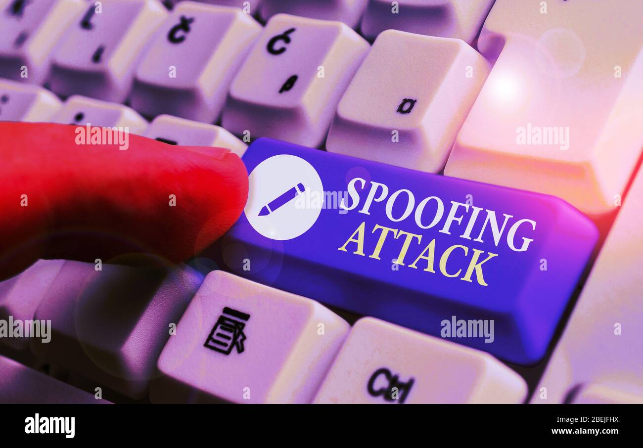 Conceptual hand writing showing Spoofing Attack. Concept meaning ... Conceptual hand writing showing Spoofing Attack. Concept meaning ...