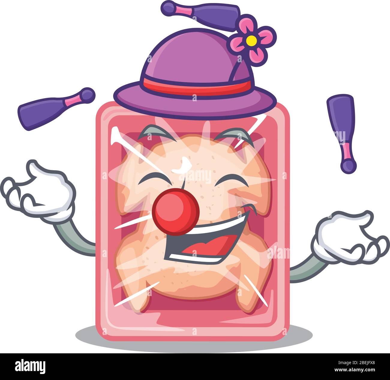 An attractive frozen chicken cartoon design style playing juggling ...