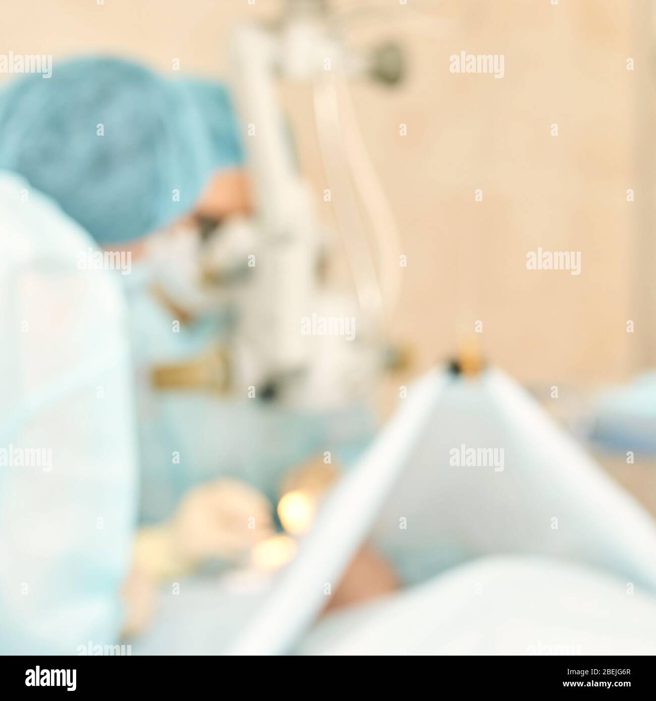 Cool medical blur background. Ambulance veterinary room. Blue hospital ...