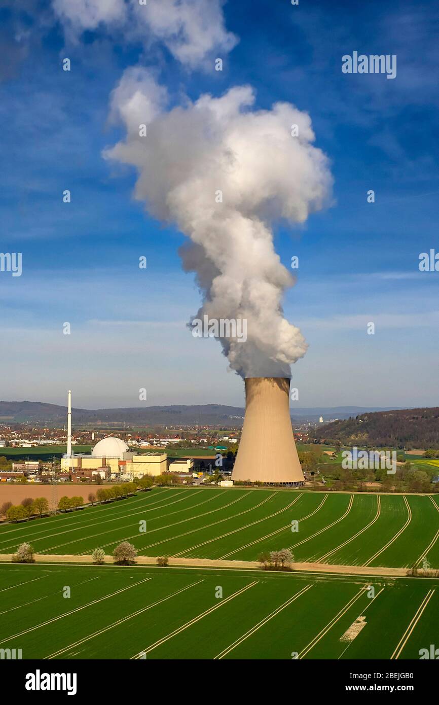 The Grohnde nuclear power plant in the Lower Saxony municipality of ...