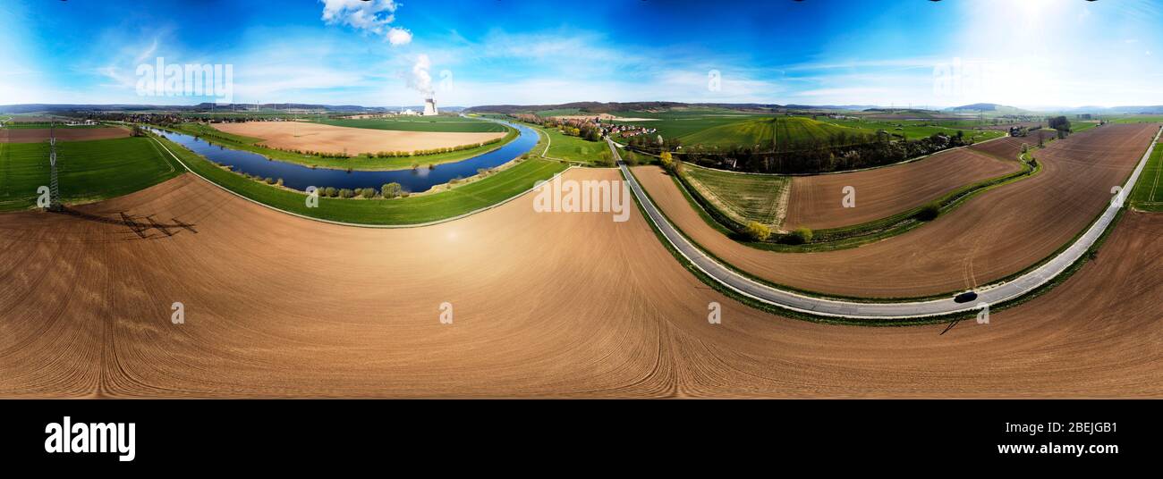 The Grohnde nuclear power plant in the Lower Saxony municipality of ...
